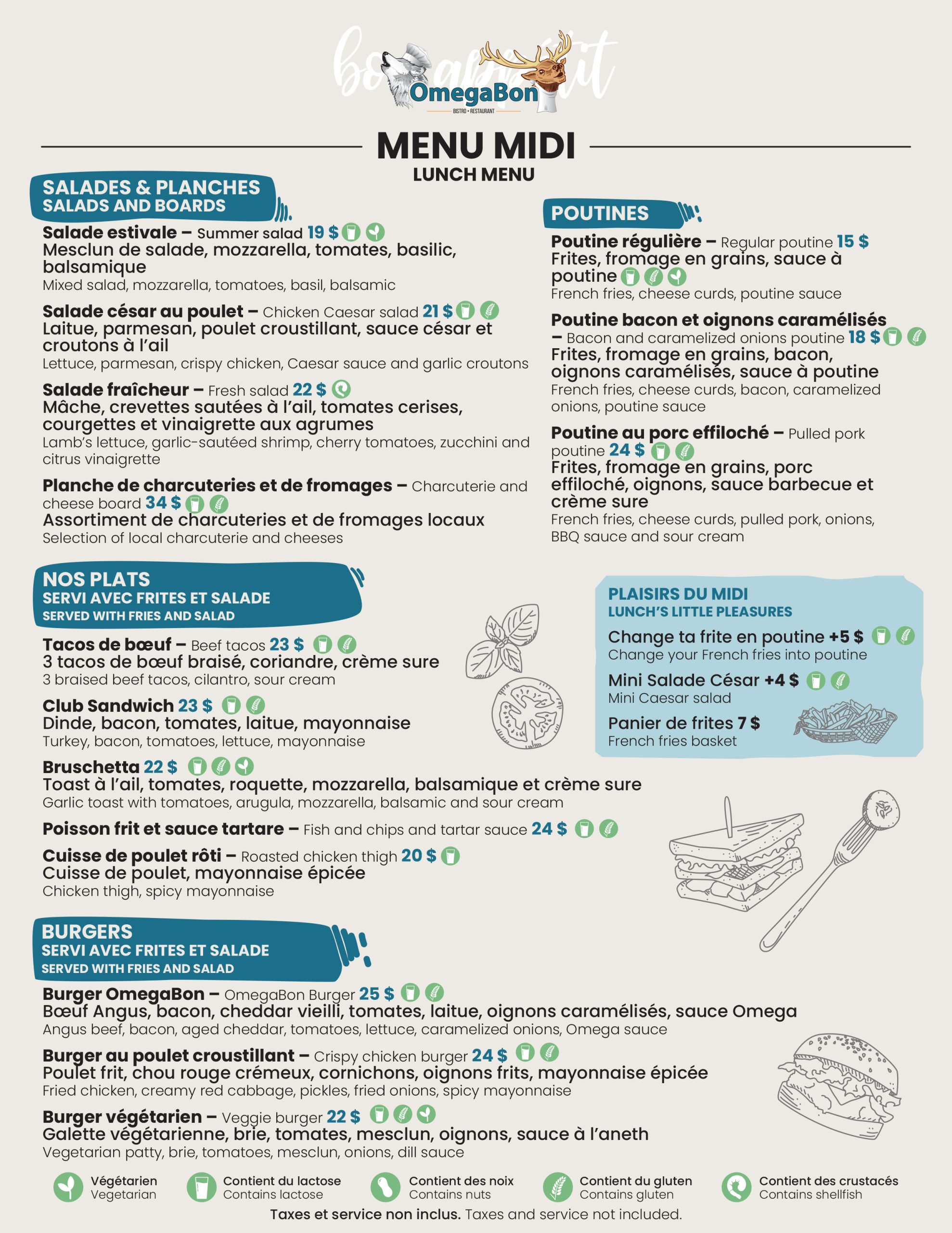 Menu du midi – Omegabon